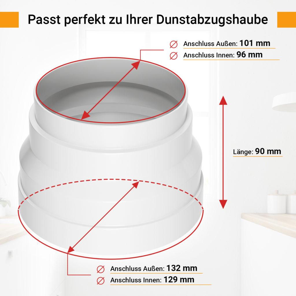 Abluft-Adapter 100/125erR Reduzierstück für Abluftschlauch kaufen