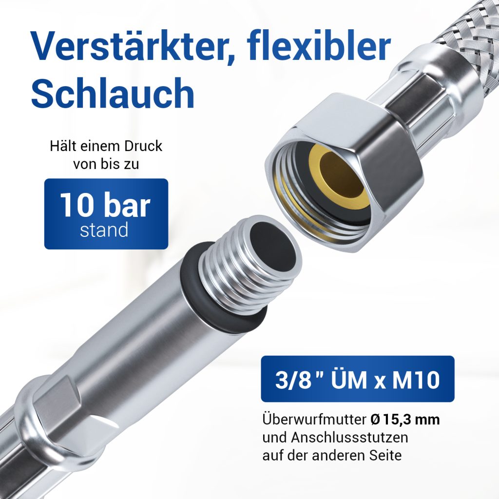 Flexschlauch 1,5m 3/8 Zoll ÜMxM10 für Küchenarmatur kaufen